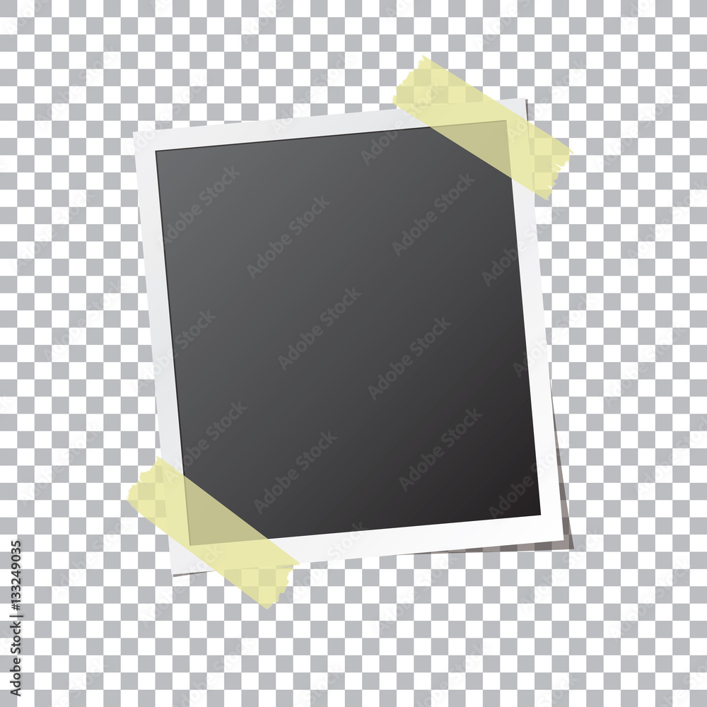 Abstract photo frame fixed by sticky tape isolated on transparent ...