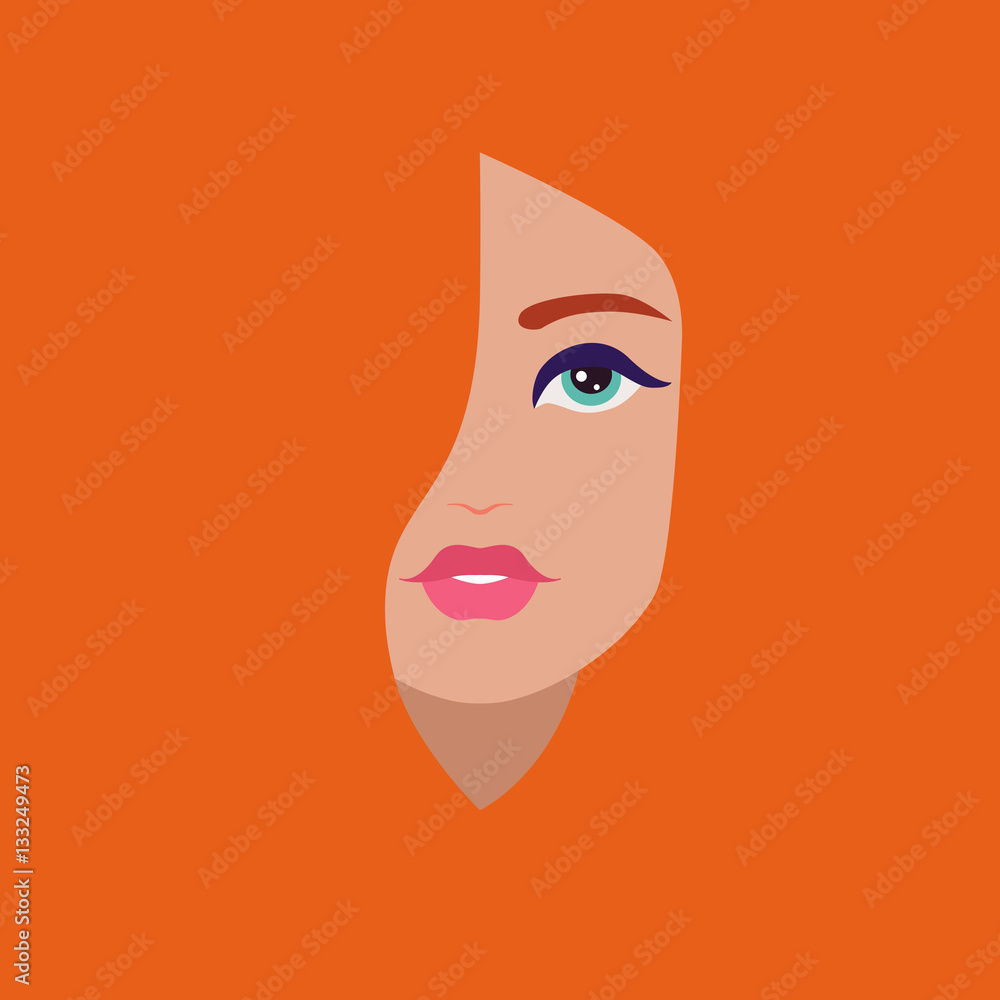 Cute beautiful young ginger woman. Portrait of girl covering half of ...