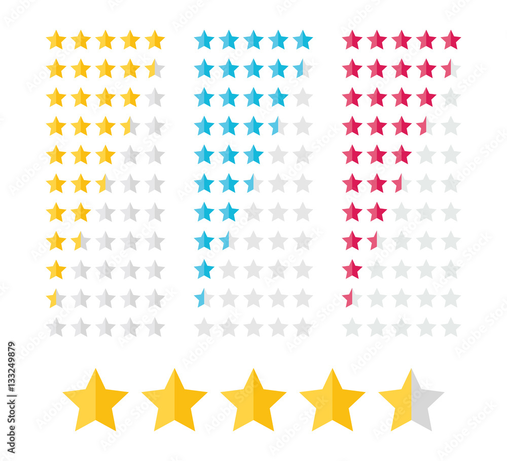 Set of stars rating design elements. Kit of star shapes for ranking ...