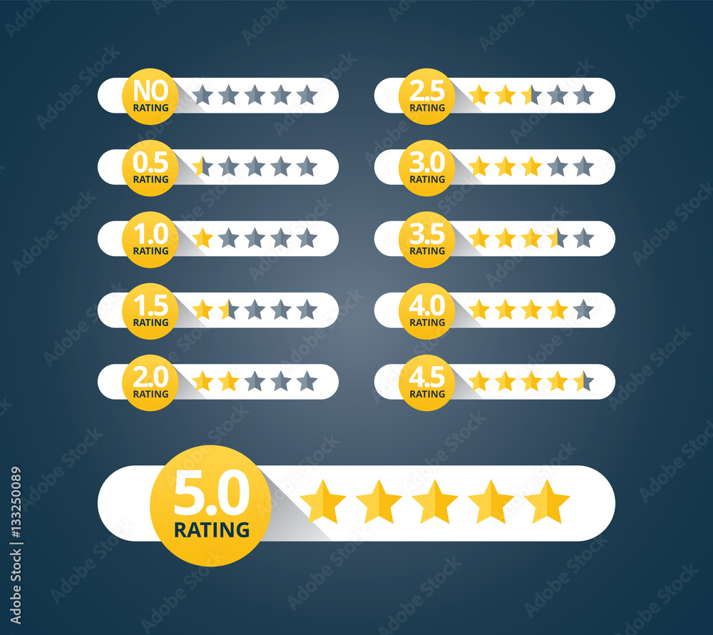 Set of stars rating design elements. Kit of star shapes for ranking ...