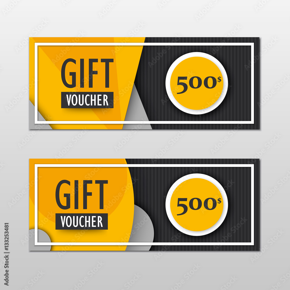Vector modern gift voucher template set in material design style. Gift ...