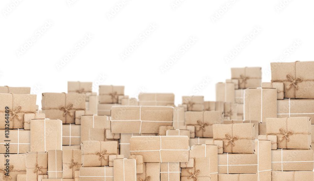 Pile of parcel post box, isolated on white backgrounds Stock Photo ...