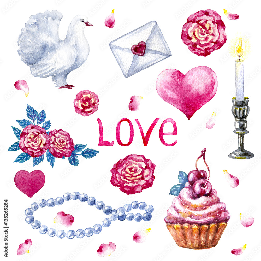 Raster pastel postcard image. Special for Valentine day, romantic ...