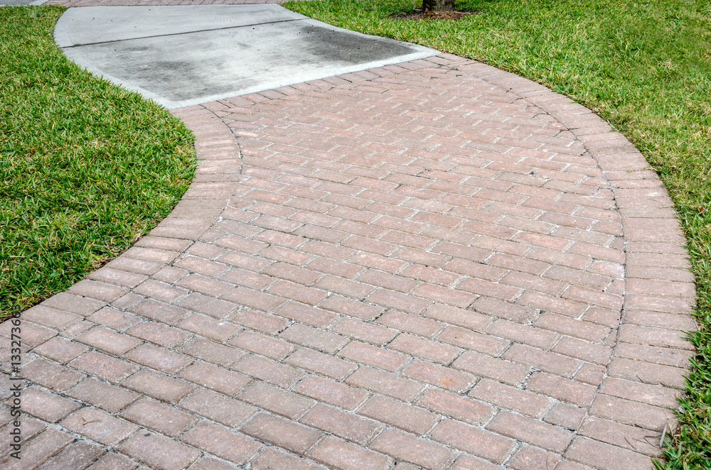S Curve Brick and Concrete Path Stock Photo | Adobe Stock