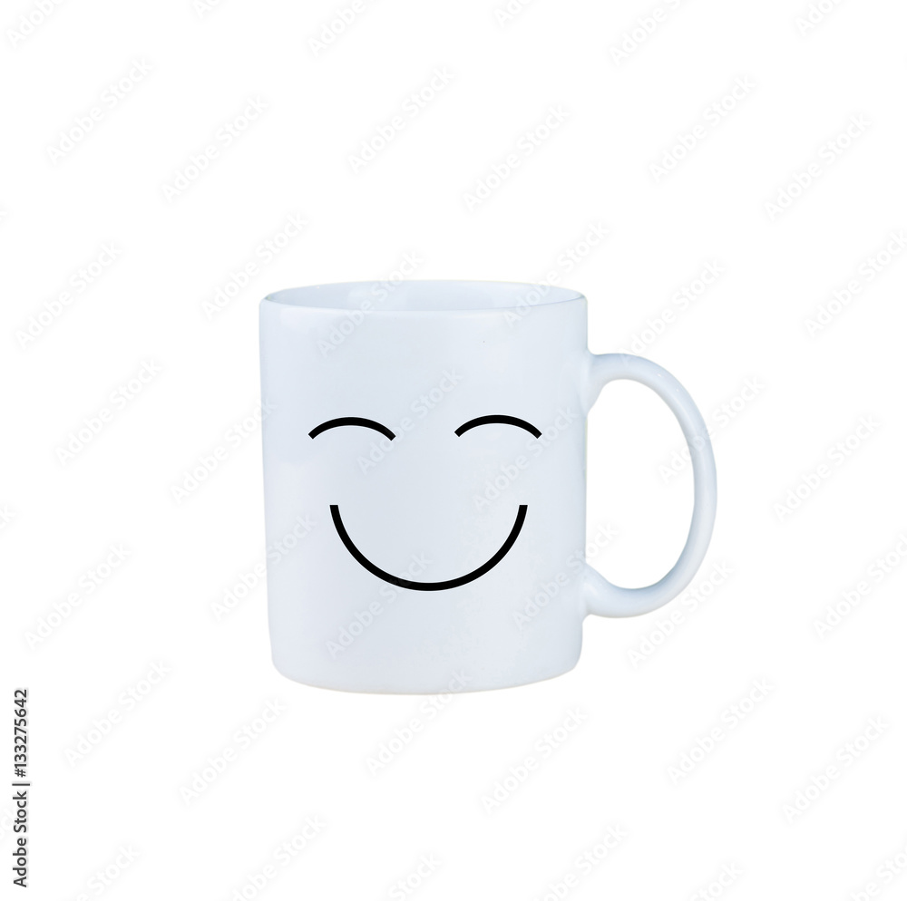Smiley coffee cup isolated on white background, with clipping path ...