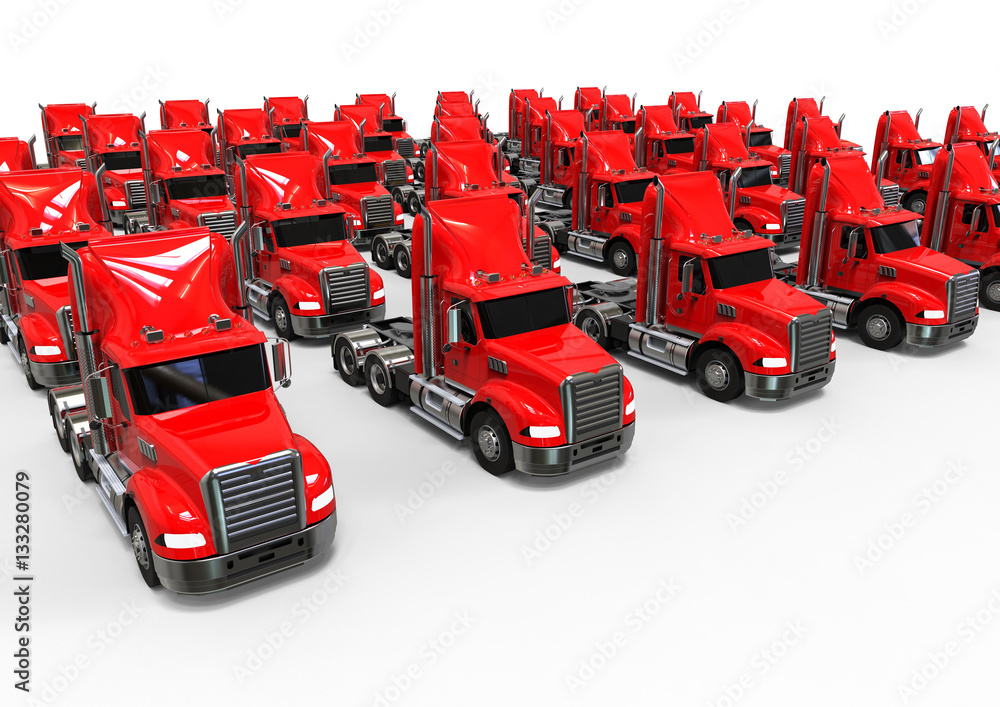 Trucks Fleet concept / 3D render image representing a fleet of trucks ...