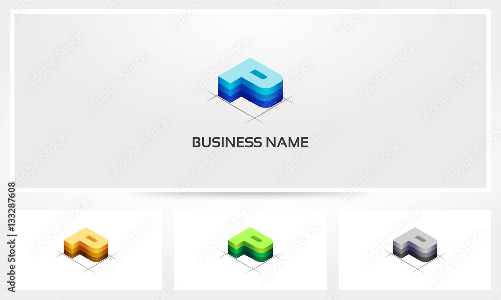 Letter P Block Stack Logo Stock-Vektorgrafik | Adobe Stock
