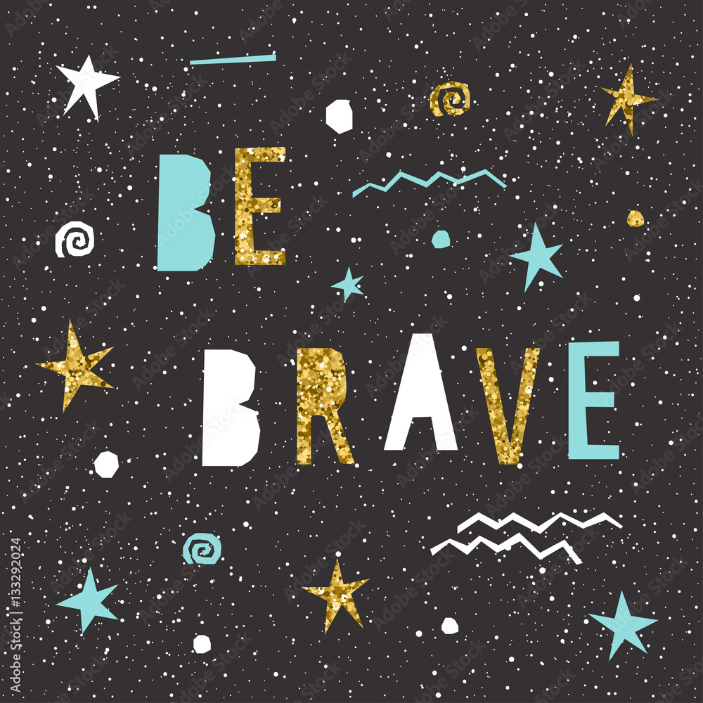 Hand made brave card template. Gold texture. Stock Vector | Adobe Stock