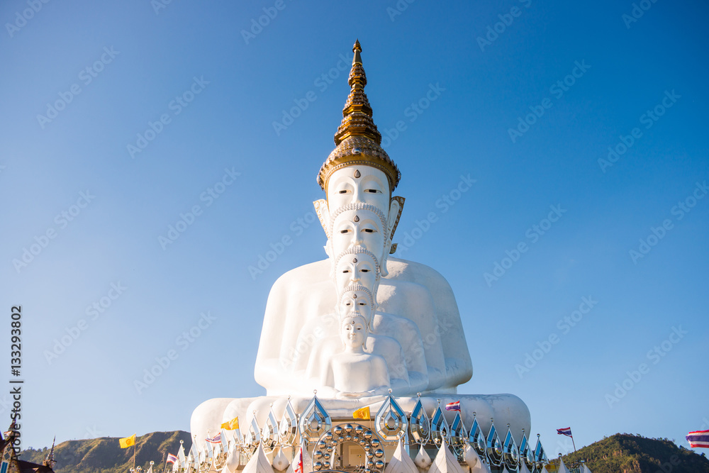 Beautiful White Big Budda statue at Wat Pha Sorn Kaew Temple Stock ...