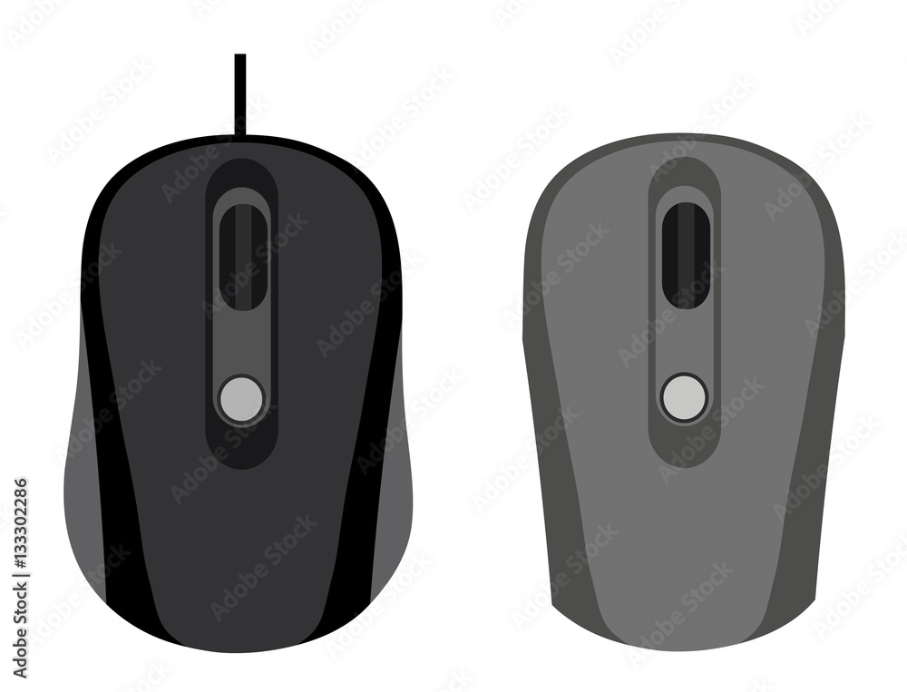 The wired and wireless mouse on white background. Flat vector isolated ...