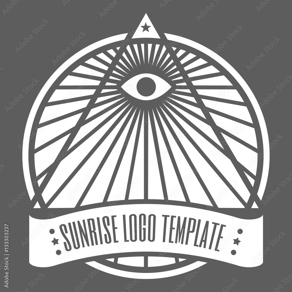 Vintage sun ray burst insignia logotype for logo design, emblem with ...