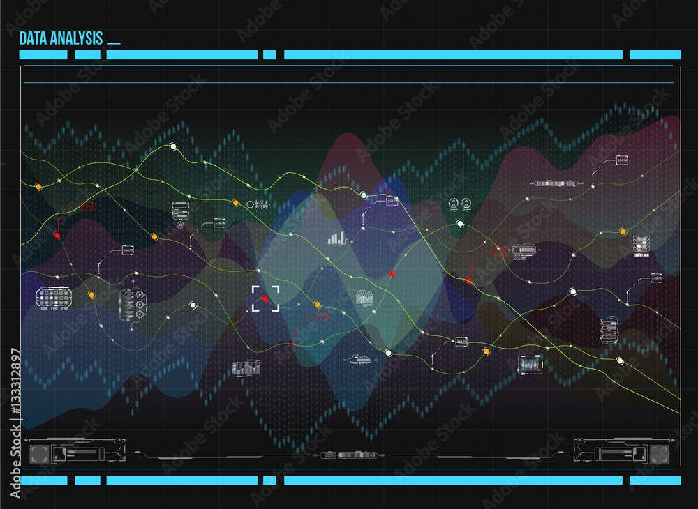 Data analysis visualization. Futuristic infographic. Information ...