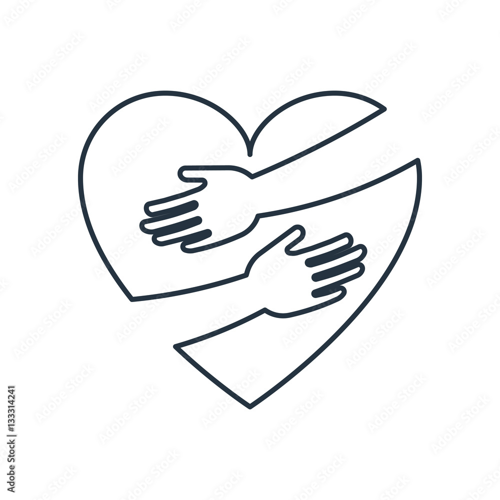 Heart hug isolated line icon on white background Stock Vector | Adobe Stock