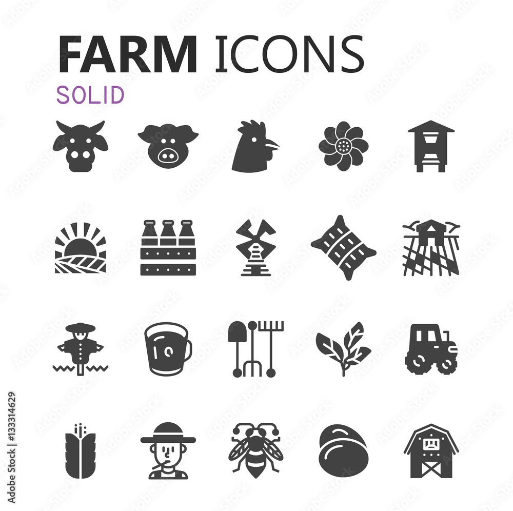 Simple modern set of farm icons. Stock Vector | Adobe Stock