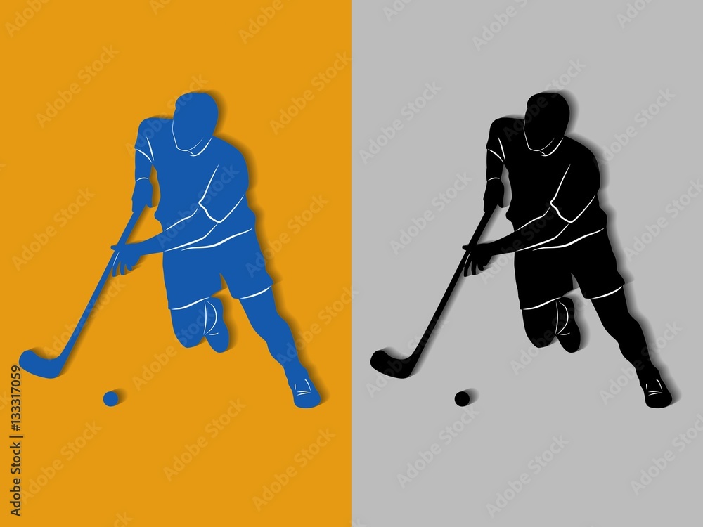 Silhouette of floorball player, vector draw vector de Stock | Adobe Stock