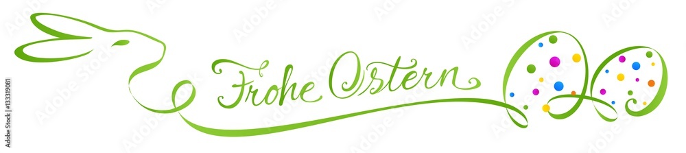 Kalligrafie Signet mit Osterhase und bunten Ostereiern - Frohe Ostern ...
