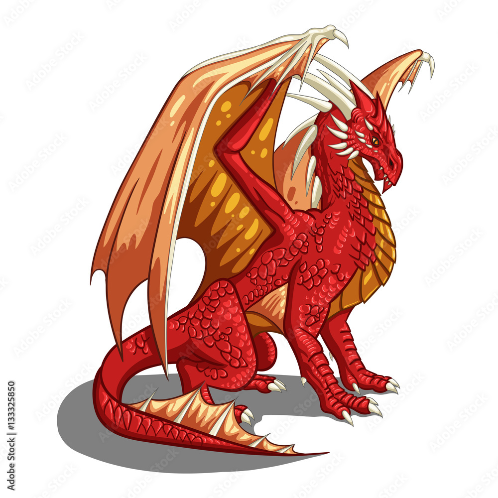 Red dragon - vector illustration Stock Vector | Adobe Stock