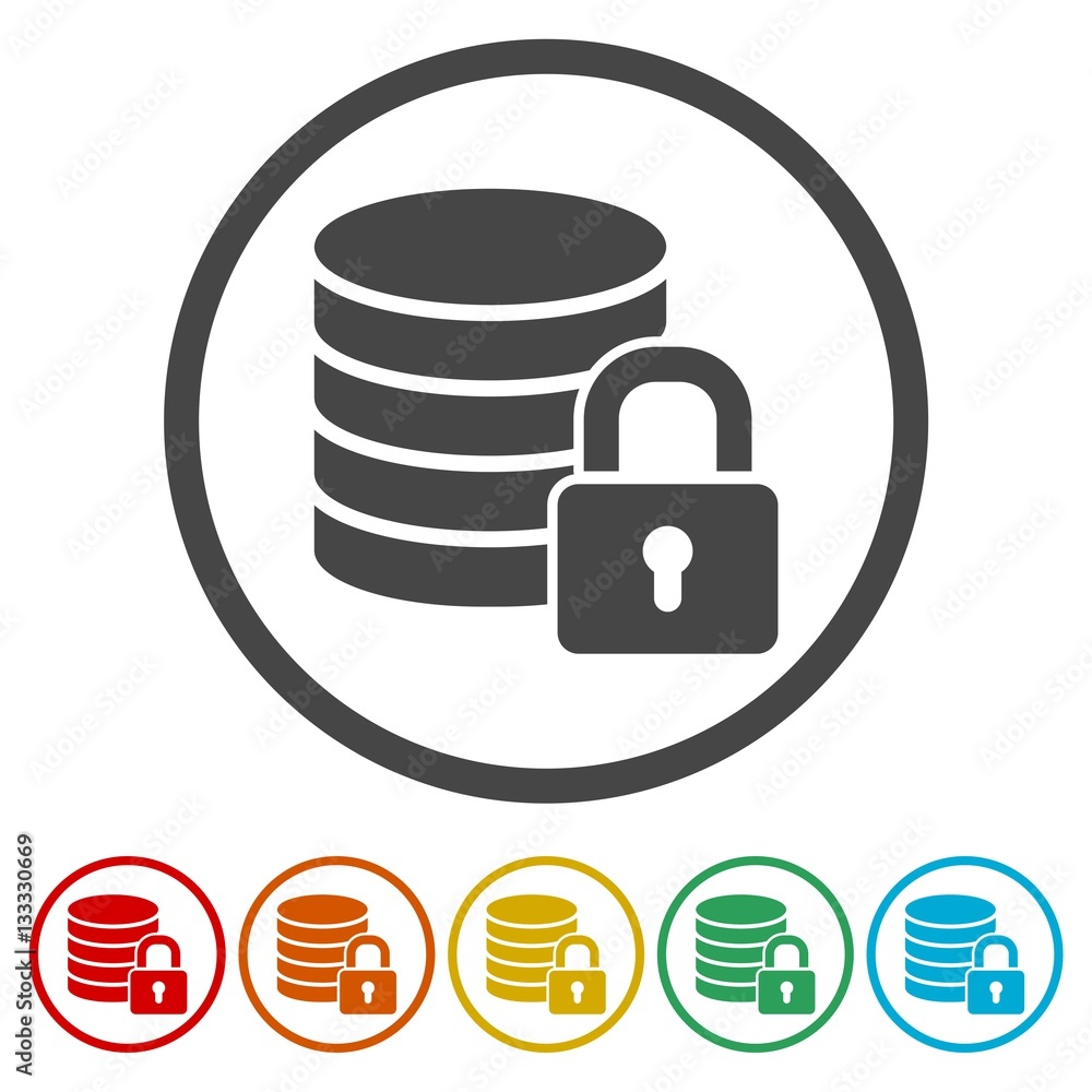 Vettoriale Stock Lock Database symbol, Locked database Icon | Adobe Stock