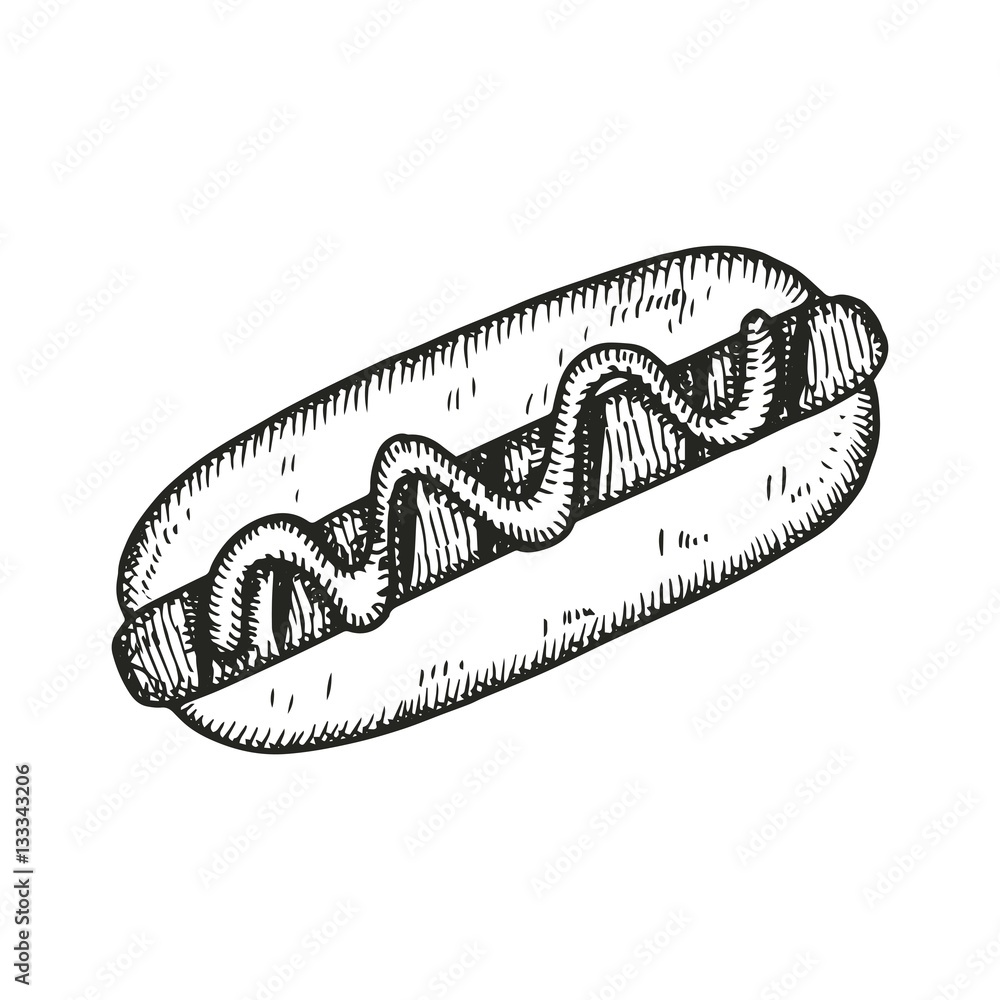 hot dog drawing. vector illustration Stock Vector | Adobe Stock
