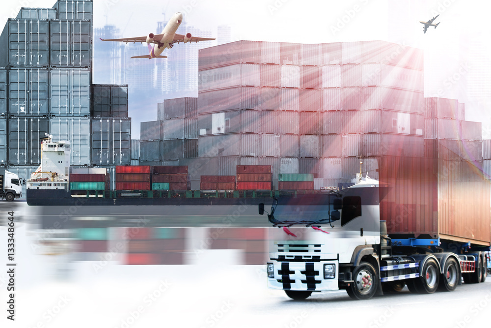 container ship in import,export cargo shipping vessel transport ...