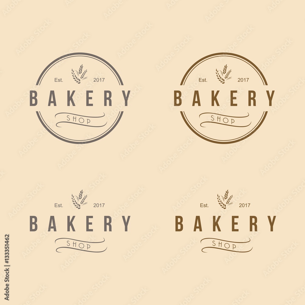 Bakery Round Logo Vintage Design Set Stock Vector | Adobe Stock
