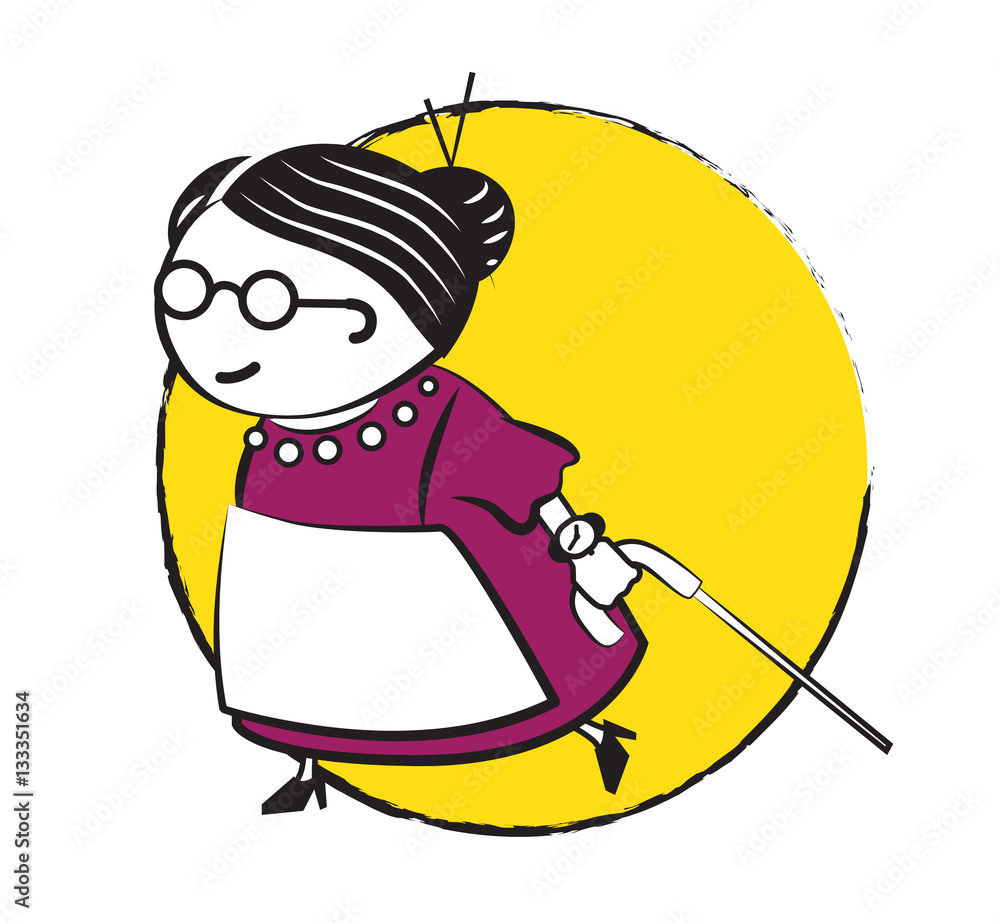 Cute Grandma Character Design Stock Vector | Adobe Stock