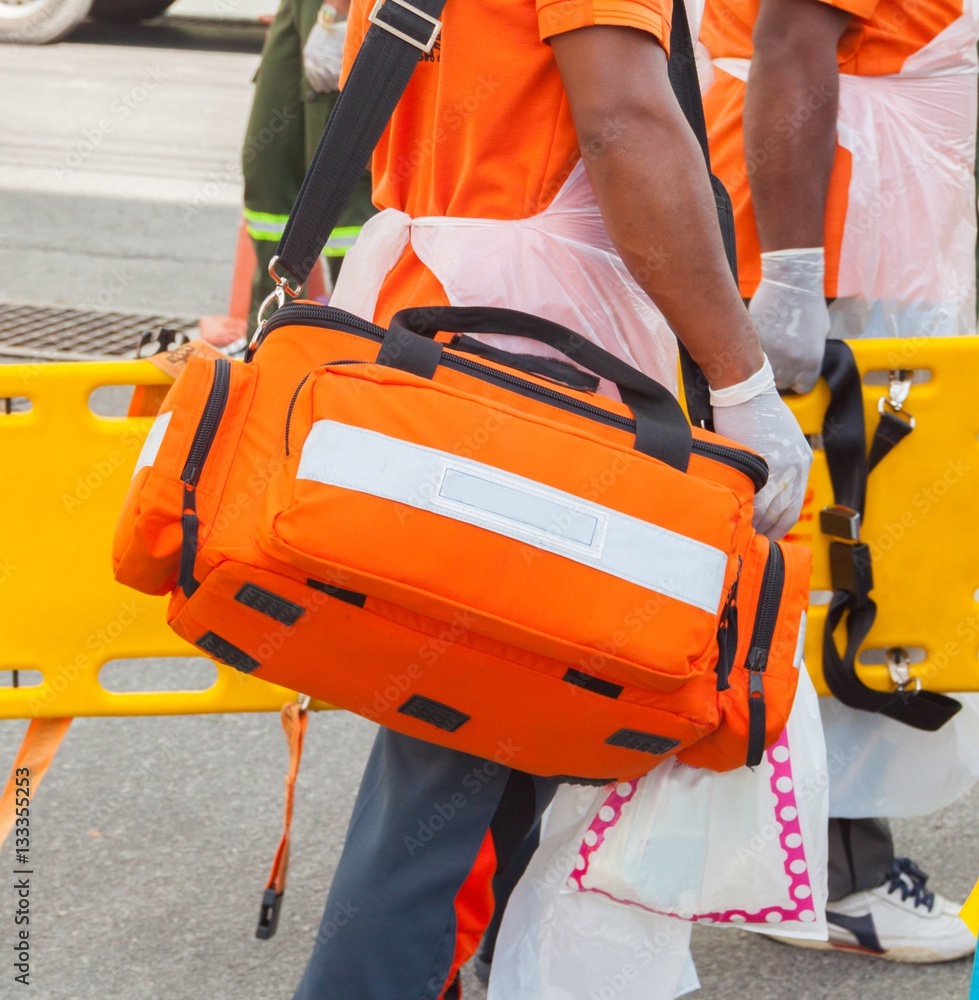 physician readiness box bag first aid kit, and yellow stretcher medical ...