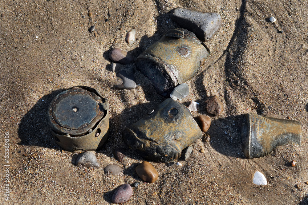 World war two munitions dumped at the end of the war on beach in east ...