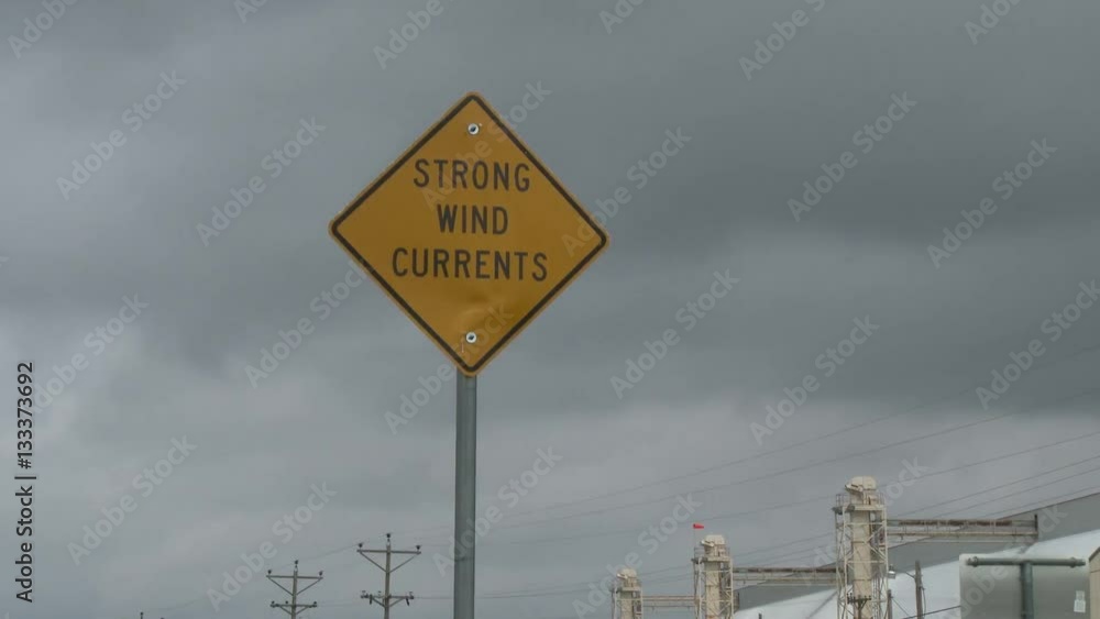 Strong Wind Warning Road Sign Stock Video | Adobe Stock