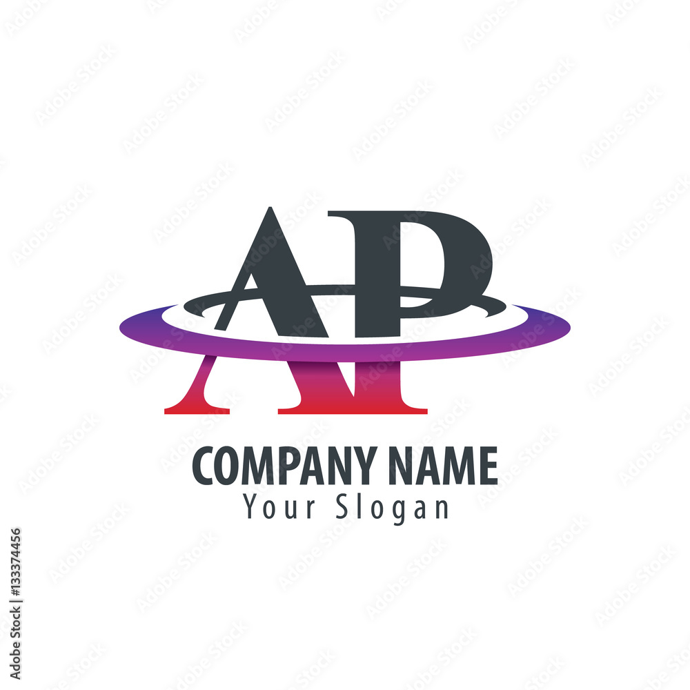 Initial Letter AP With Overlapping Swoosh Circle Stock Vector | Adobe Stock