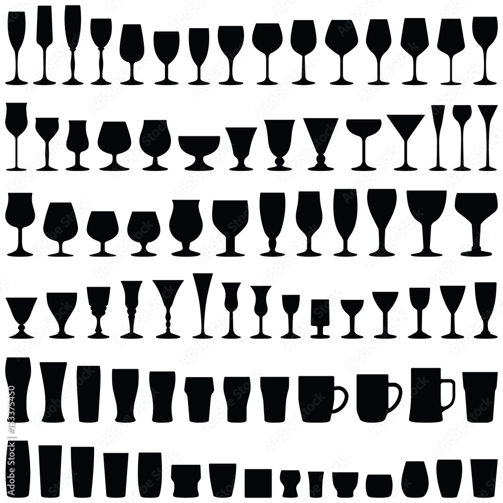 Glass collection - vector silhouette Stock Vector | Adobe Stock