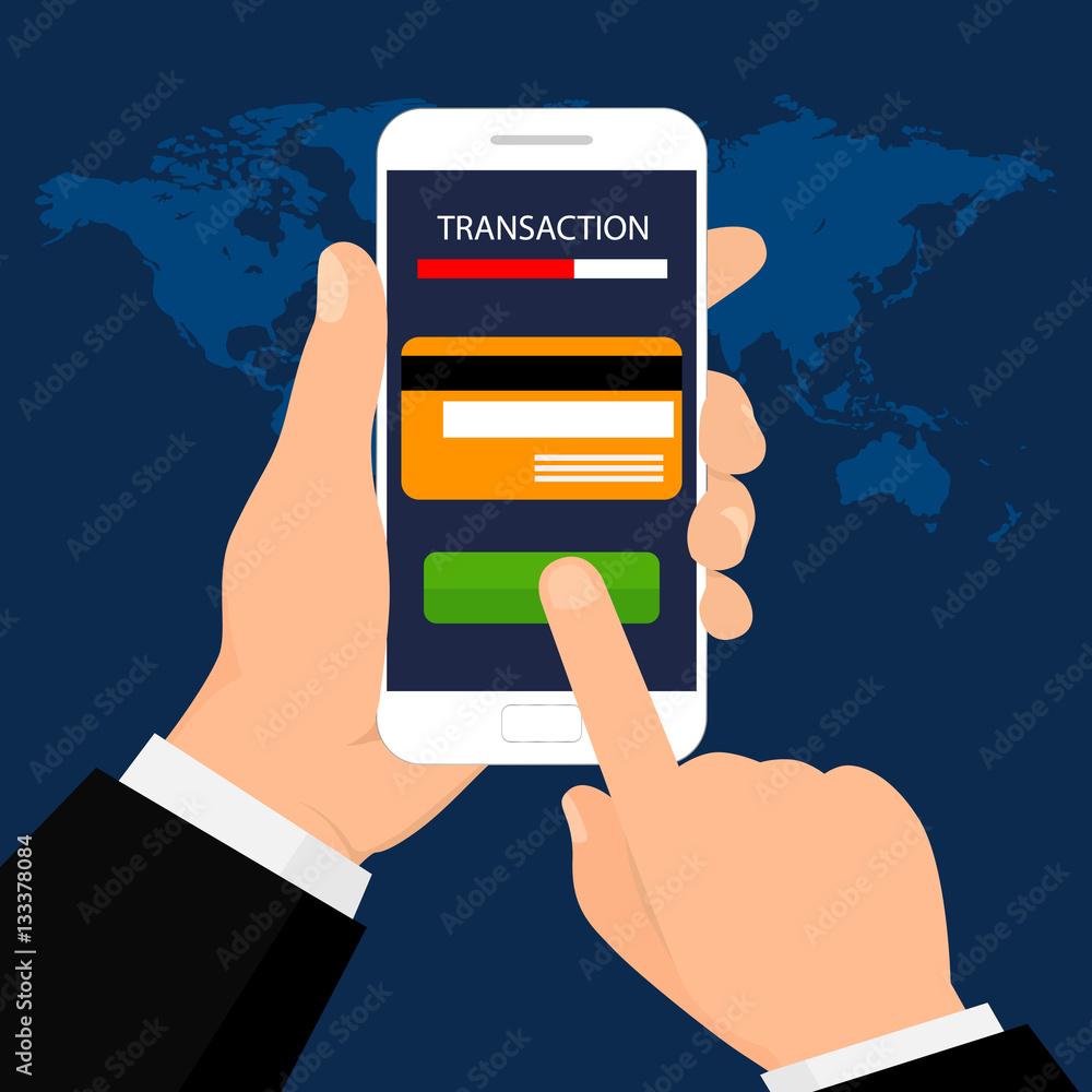 Money transaction. Mobile payments and mobile banking. Vector ...