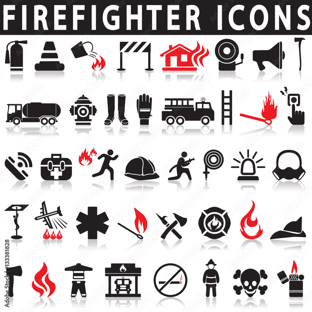 Icons set firefighter Stock Vector | Adobe Stock