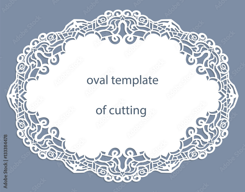 Greeting card with openwork oval border, paper doily under the cake ...