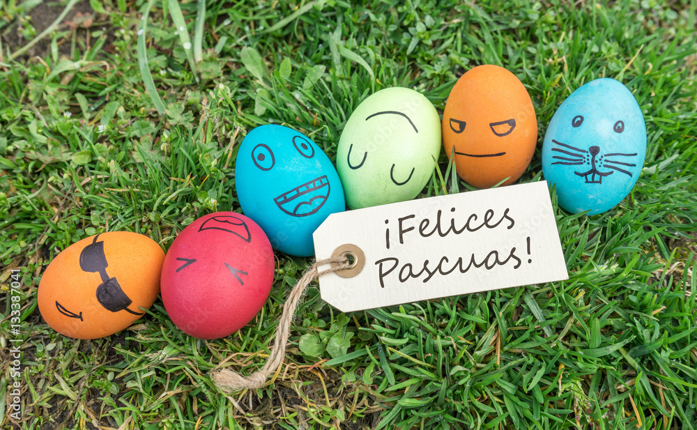 Happy Easter / greeting card with spanish text: Happy Easter Stock ...