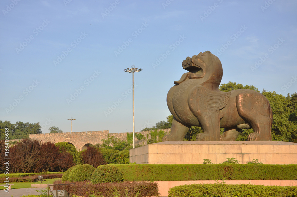 Bixie is the symbol of Nanjing in front of Zhongshan Gate, Nanjing ...