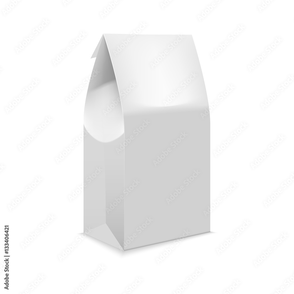 Blank white paper package, empty template, realistic vector, isolated ...