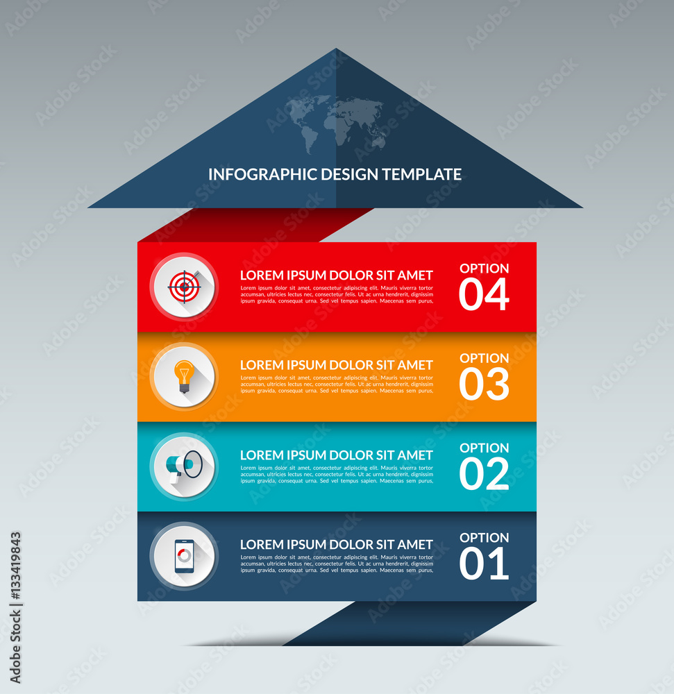 Infographic arrow design template. Business growth concept banner with ...