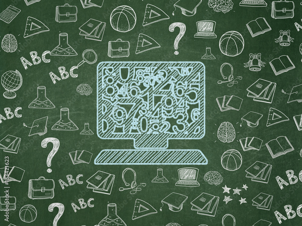 Education concept: Computer Pc on School board background Stock ...