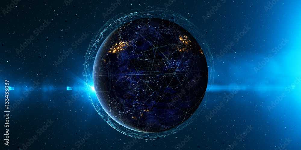 Technology background/Technology background Earth from space at night ...