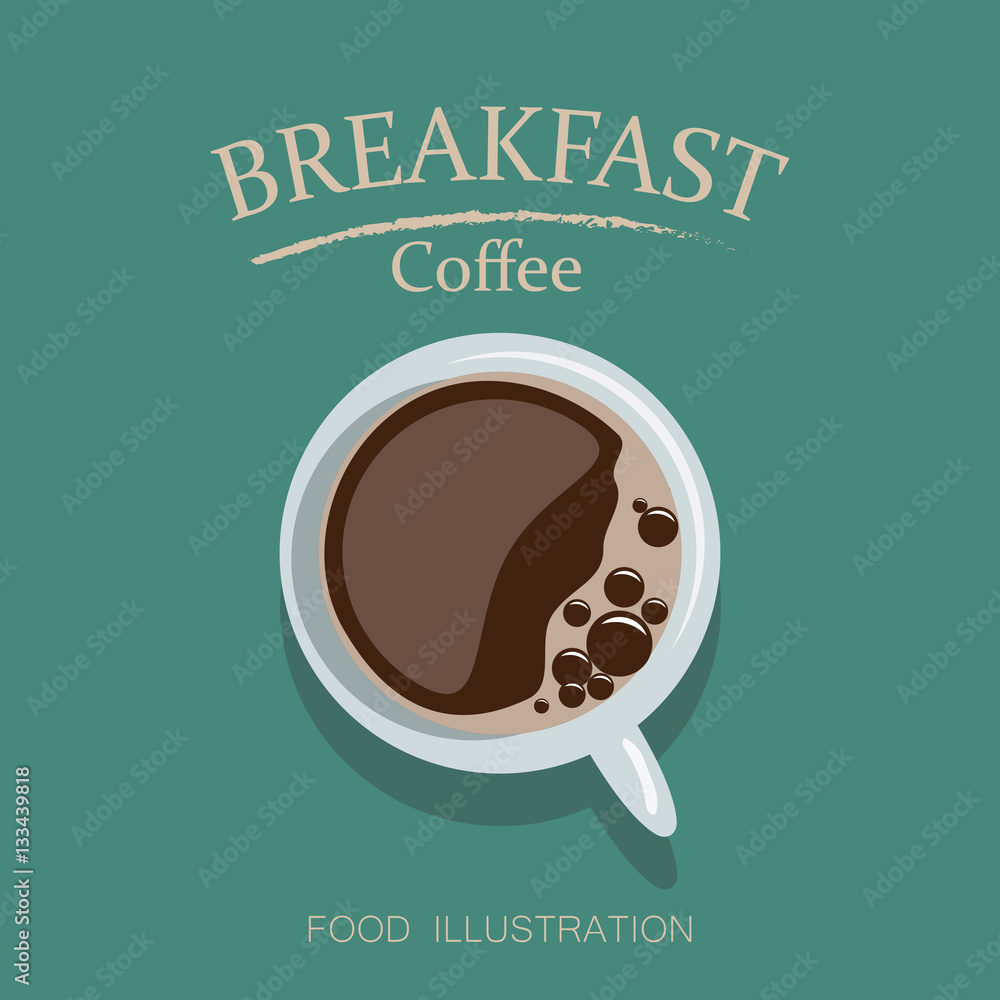 Breakfast table vector illustration with Coffee flat style. Top view ...