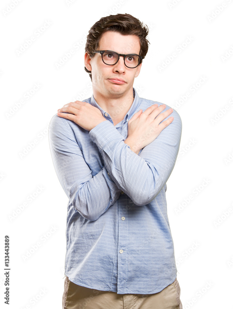 Foto Stock Frustrated young man posing | Adobe Stock