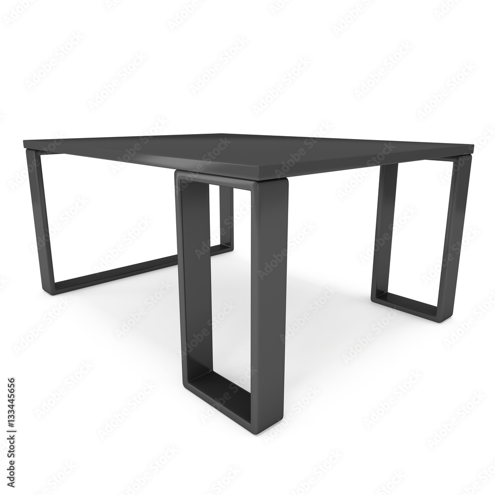 Black Table. 3D render isolated on white. Platform or Stand ...