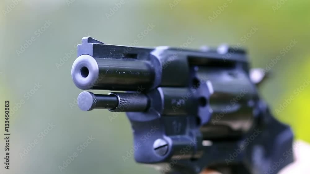 Five shots from a revolver. Man shoots a revolver, video with sound ...