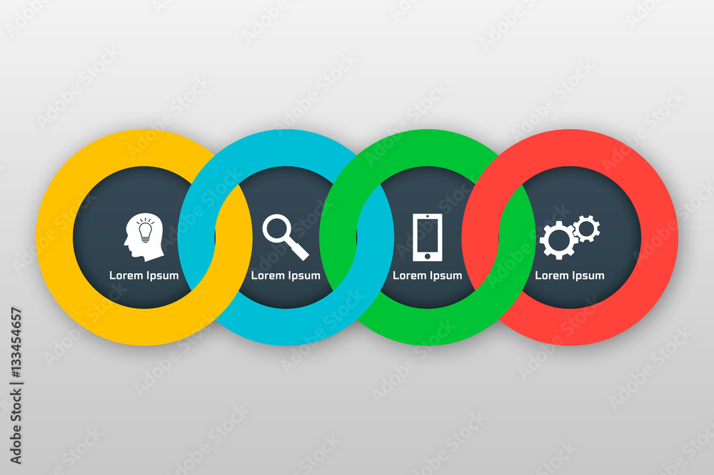 Vector infographics template with four options in material design style ...