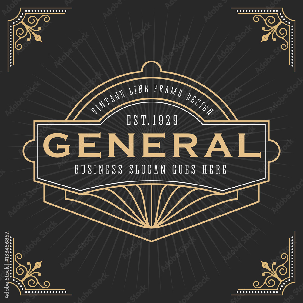 Vintage line frame design for labels, banner, logo, emblem, apparel, t ...