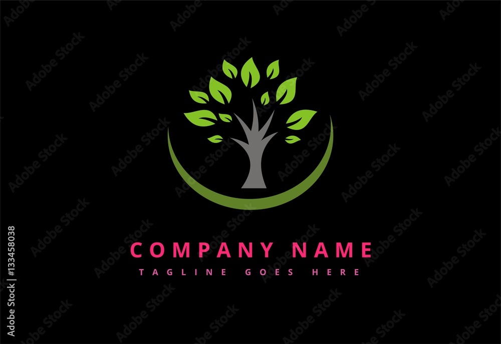 Stylized vector tree logo Stock Vector | Adobe Stock