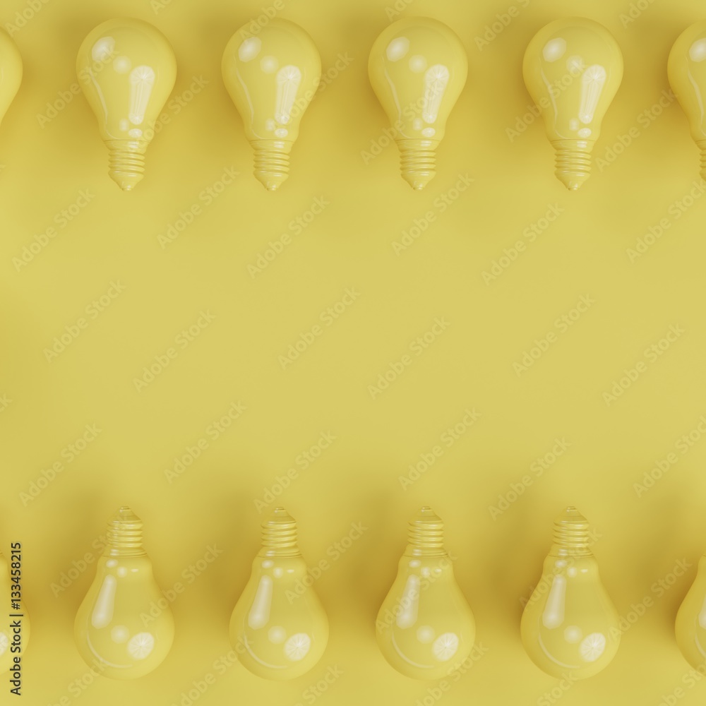 yellow light bulb on yellow background for copy space. minimal concept ...