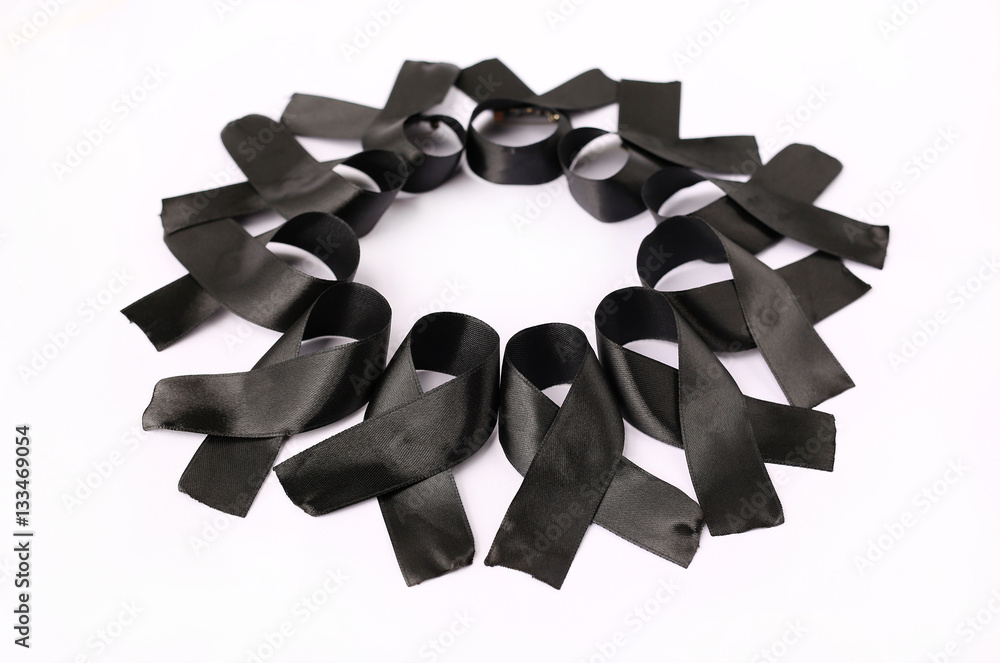 black ribbon bow fabric texture, Ribbon awareness symbol of remembrance ...
