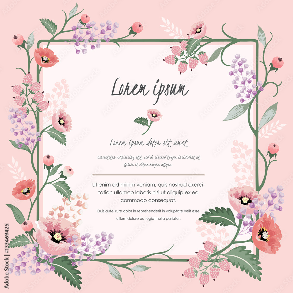 Vector illustration of a beautiful floral vine border with spring ...